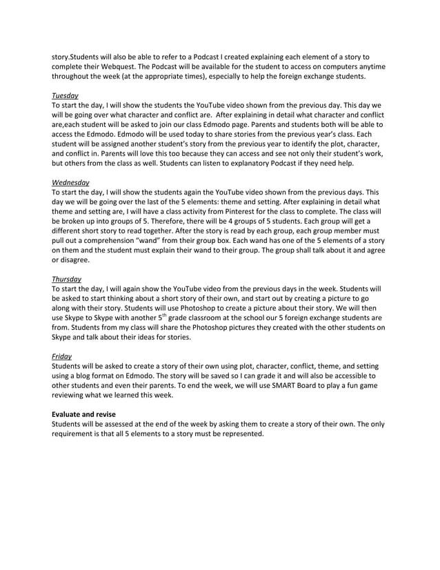 5 elements to a story unit plan | DOCX | Educational Assessment | Education