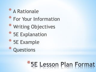 5 e lesson plan format | PPTX