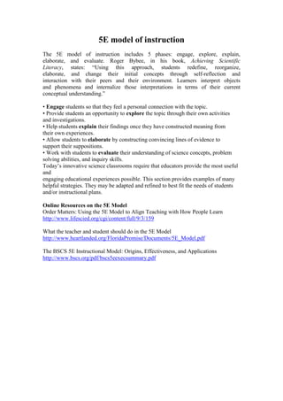 5 e model of instruction copy | DOCX | Primary Education | Education