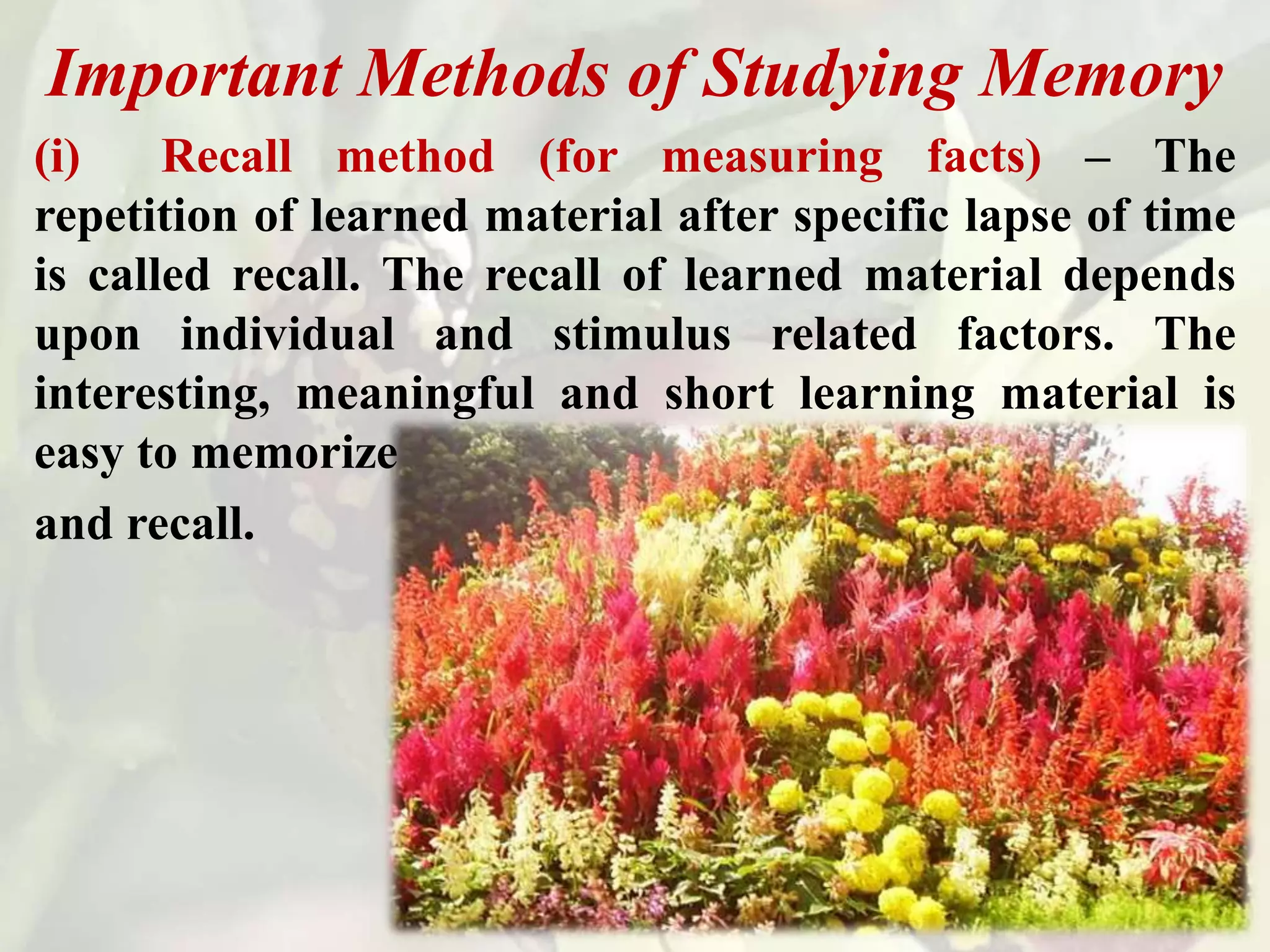 methods of studying memory | PPTX