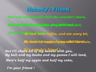 CLASS V ENGLISH NOBODY'S FRIEND | PPT