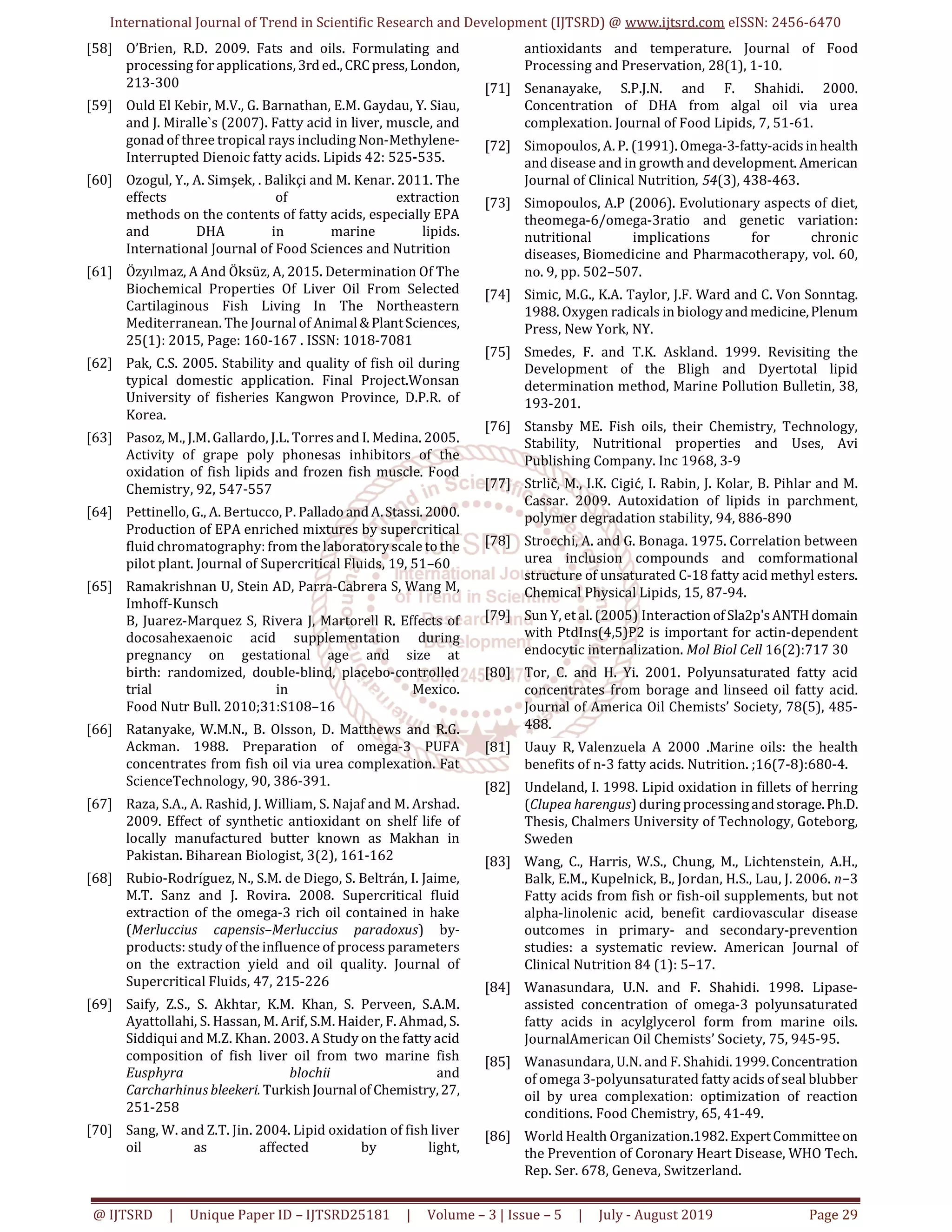 Enrichment of Omega 3 Fatty Acids using Urea Complexation Method to ...