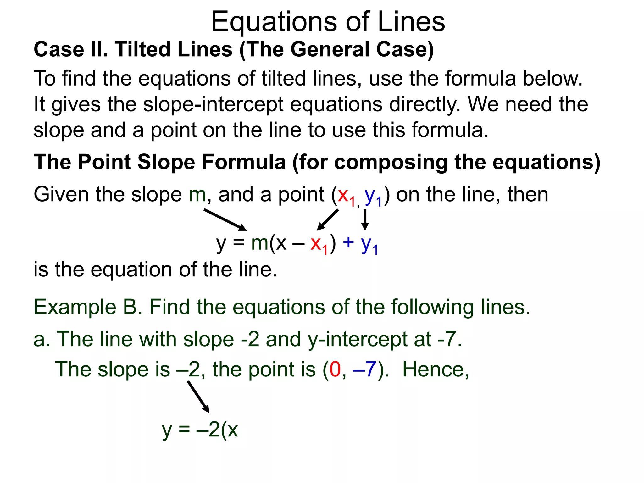 5 equations of lines x | PPT