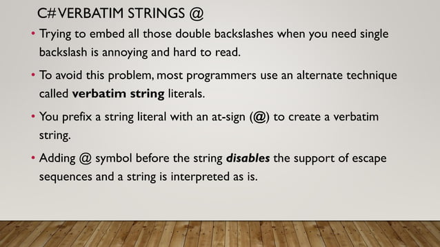 escape sequences and substitution markers | PPT