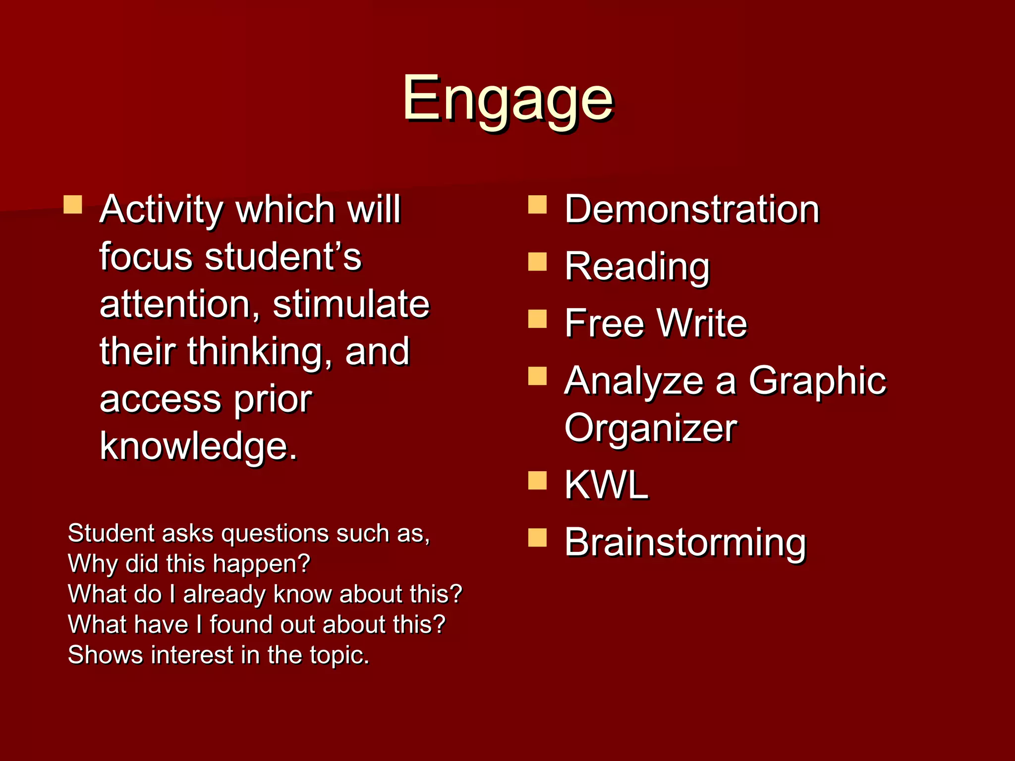 Introduction to the 5Es Model | PPT