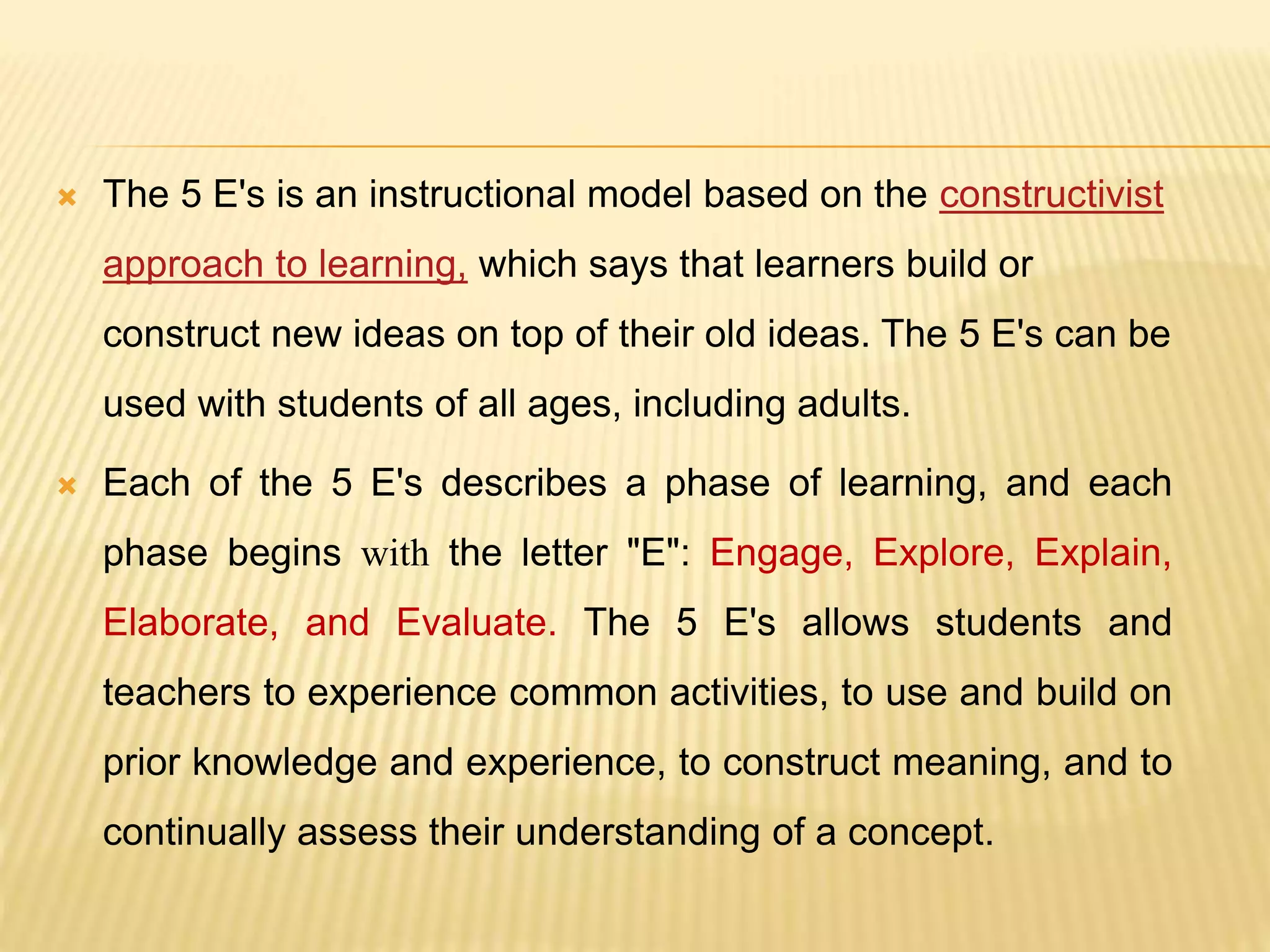 5 e's model lesson plan | PPTX