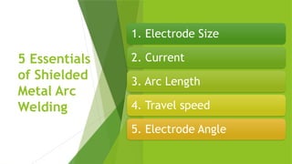 FIVE ESSENTIALS OF WELDING(SHIELDED METAL ARC WELDING).pptx