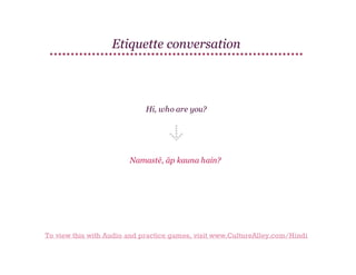 Basic Hindi | Lesson 5 | Etiquette conversation | PDF