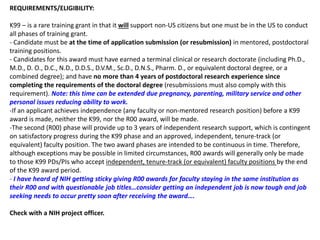 Considerations for a K99 Award: the NIH "Pathway to Independence" (July ...