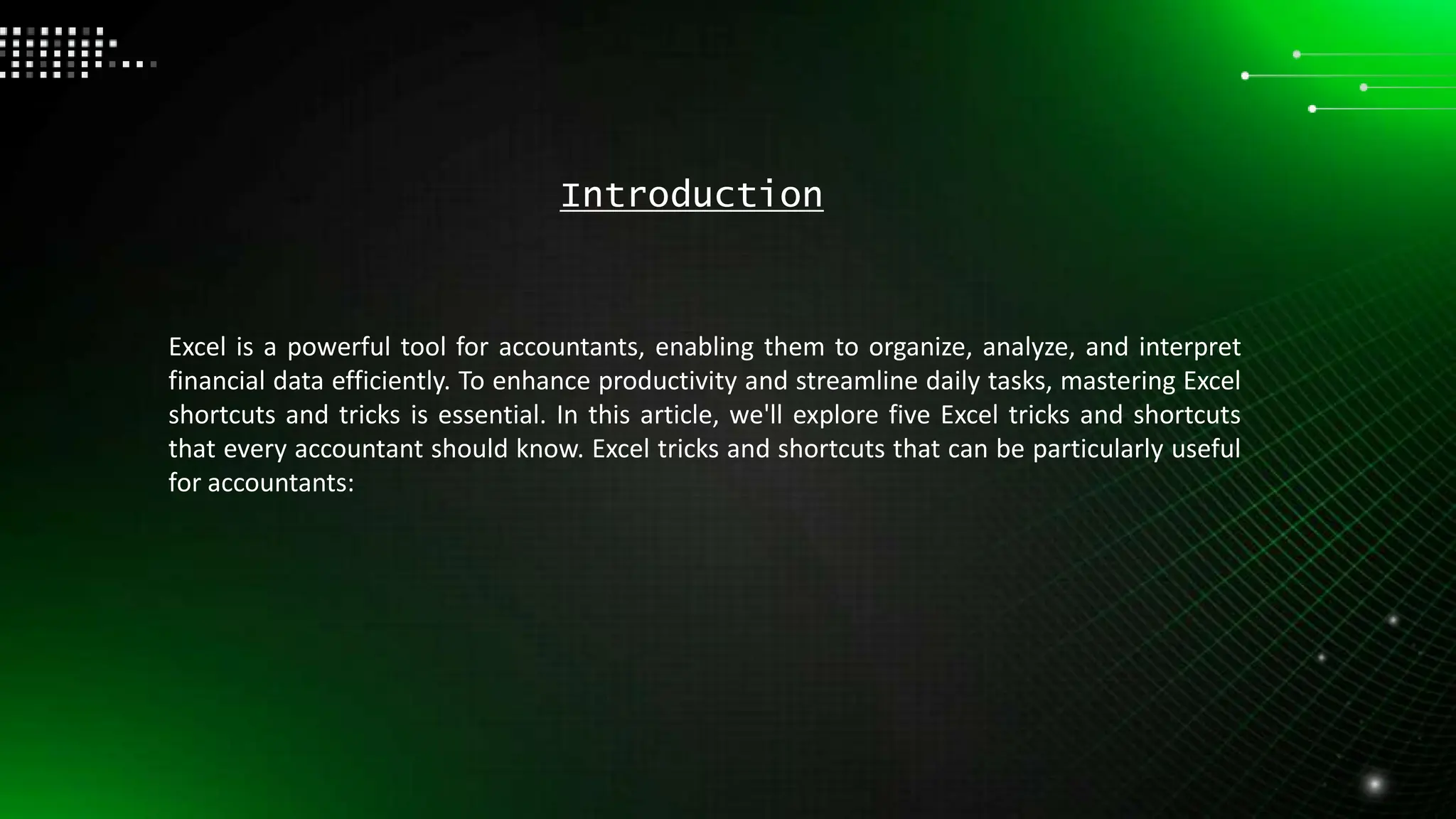 5 Excel Tricks and Shortcuts for Accountants | PPT