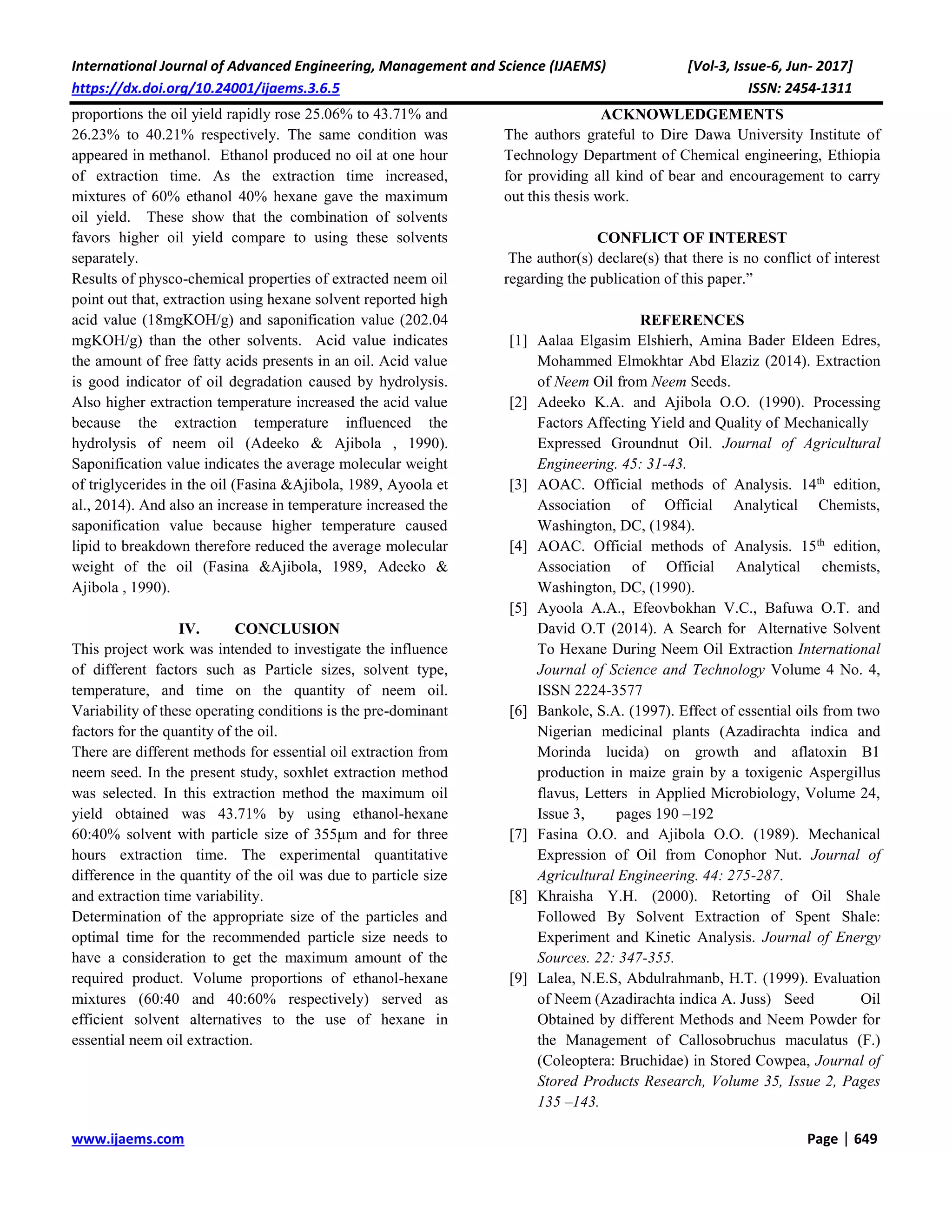 Extraction of Essential Oil from Neem Seed by Using Soxhlet Extraction ...