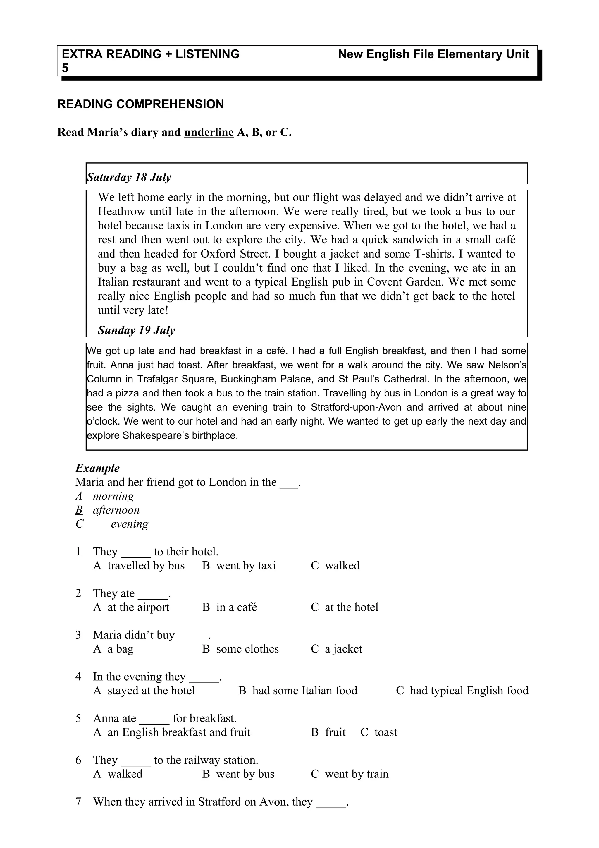 5 extra reading + listening | DOC