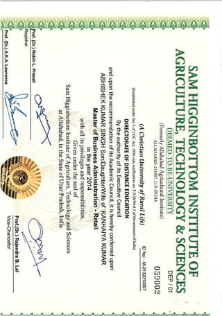 Certificate of MBA | PDF | Student Financial Aid | Financial Assistance