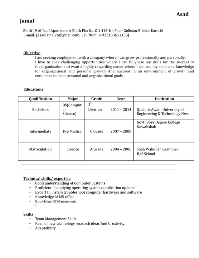 Asad-cv-1 (cRCT) | PDF