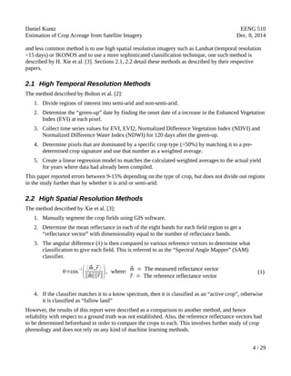 Estimation of Crop Acreage From Satellite Imagery -- EENG 510 -- Daniel Kuntz | PDF