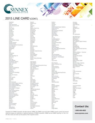 Synnex 2015 Line Card + Warehouses | PDF