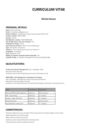 MBH CV JAN 2016 | DOCX | Business Administration | Business