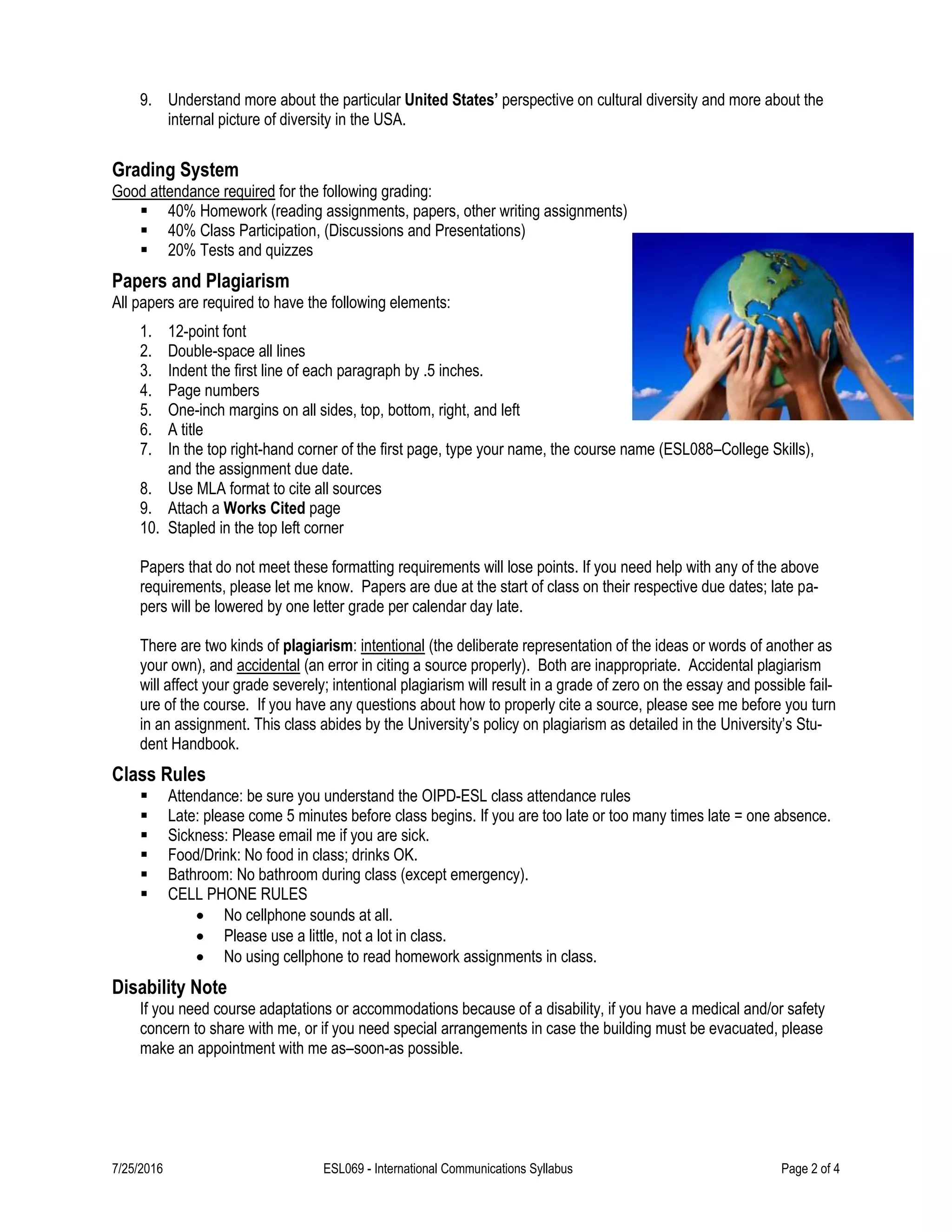 Intercultural Communication Syllabus_ESL069_S16 | PDF