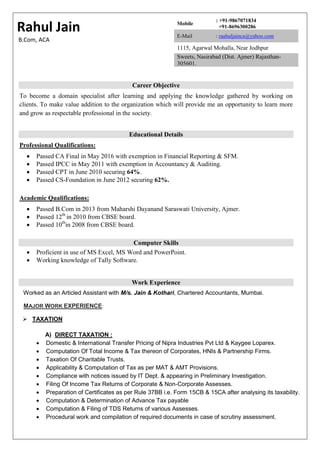 CV-Rahul Jain.PDF | Business Accounting & Finance | Business