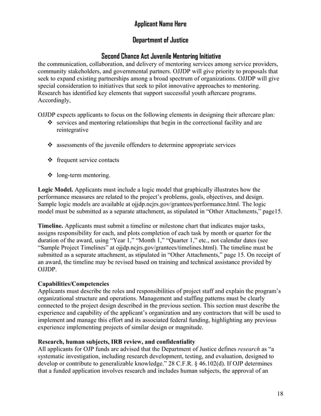 Project Narrative for Juvenile Re-Entry Grant | DOC | Crime & Harmful ...