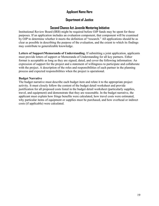 Project Narrative for Juvenile Re-Entry Grant | DOC | Crime & Harmful ...