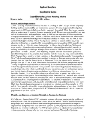 Project Narrative for Juvenile Re-Entry Grant | PDF