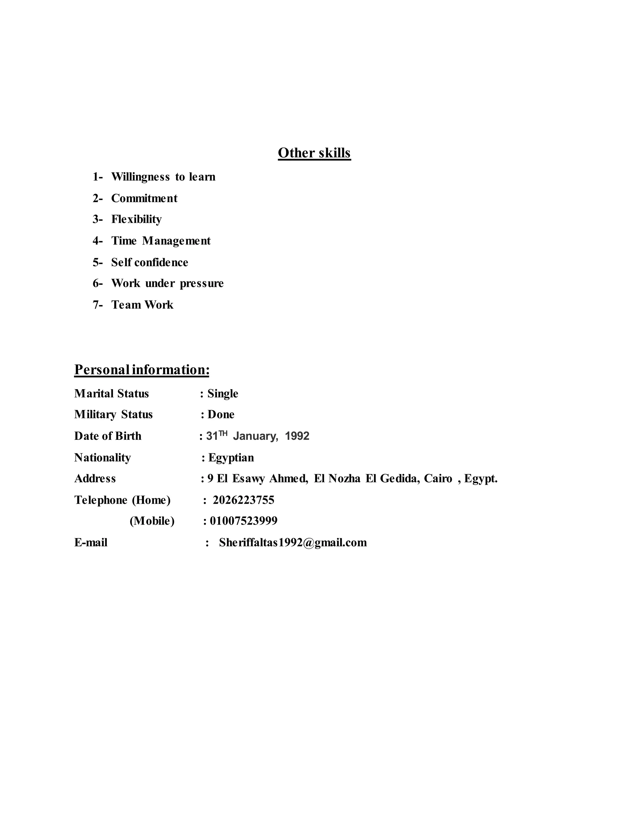 Sherif Mamdouh Fouad C.V | PDF