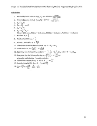 Design and Operation of a Distillation Column for the Binary Mixture | PDF