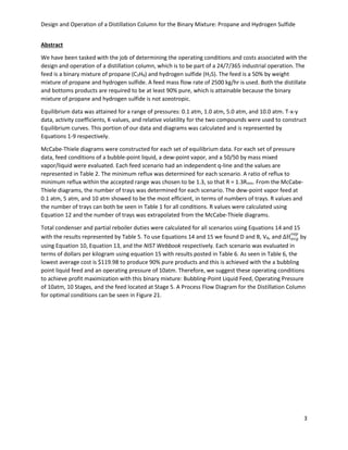 Design and Operation of a Distillation Column for the Binary Mixture | PDF