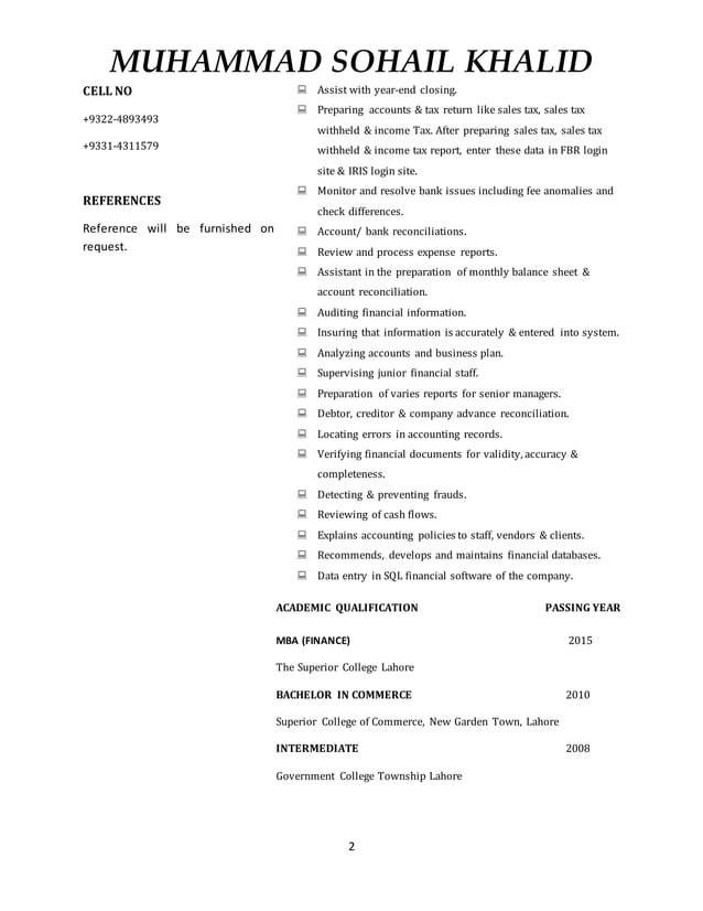 Professional Muhammad Sohail Khalid Resume | PDF