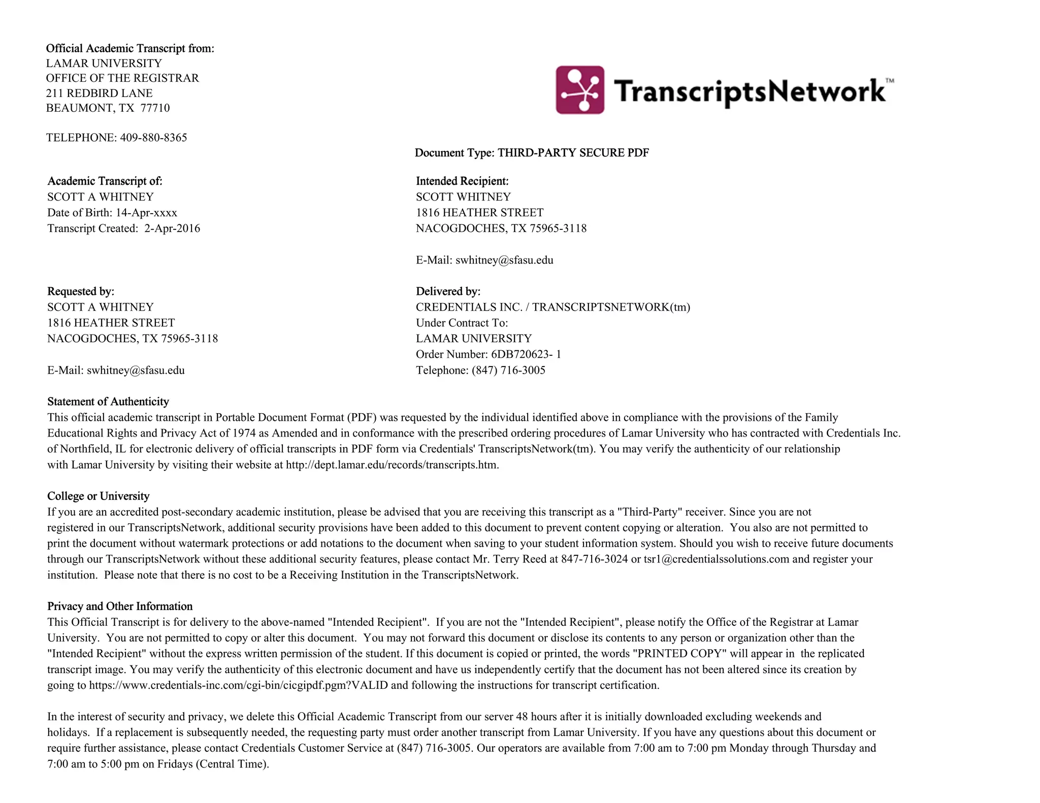 LamarTranscript2 | PDF