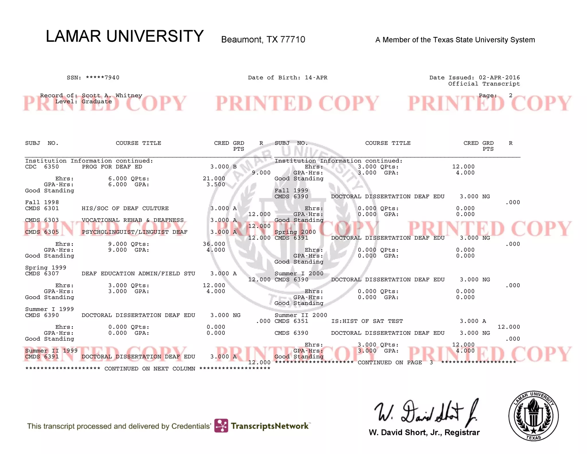 LamarTranscript2 | PDF