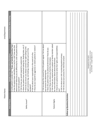 Base Patient Tracer Tool - Hospital Version | PDF