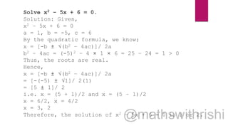 Quadratic Equation | PPT