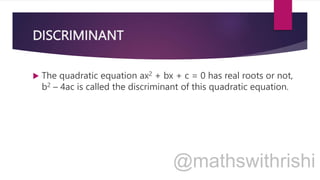 Quadratic Equation | PPTX
