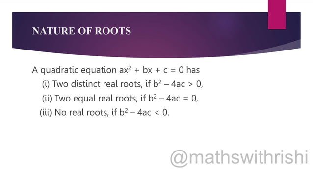 Quadratic Equation | PPT
