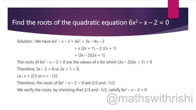 Quadratic Equation | PPT