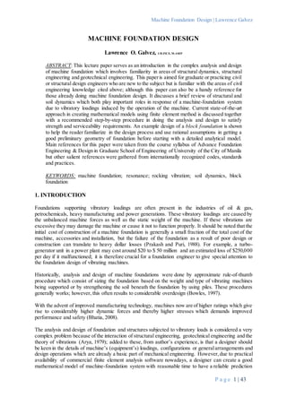 Machine Foundation Design - An Introduction | DOCX