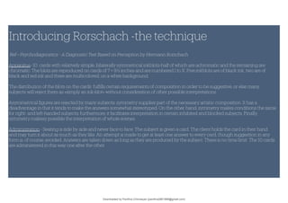 RIBT- foundational ppt for Rorschach inkblot test | PDF