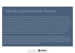 RIBT- foundational ppt for Rorschach inkblot test | PDF