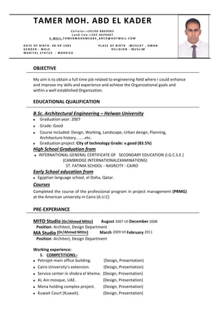 TAMER cv | PDF