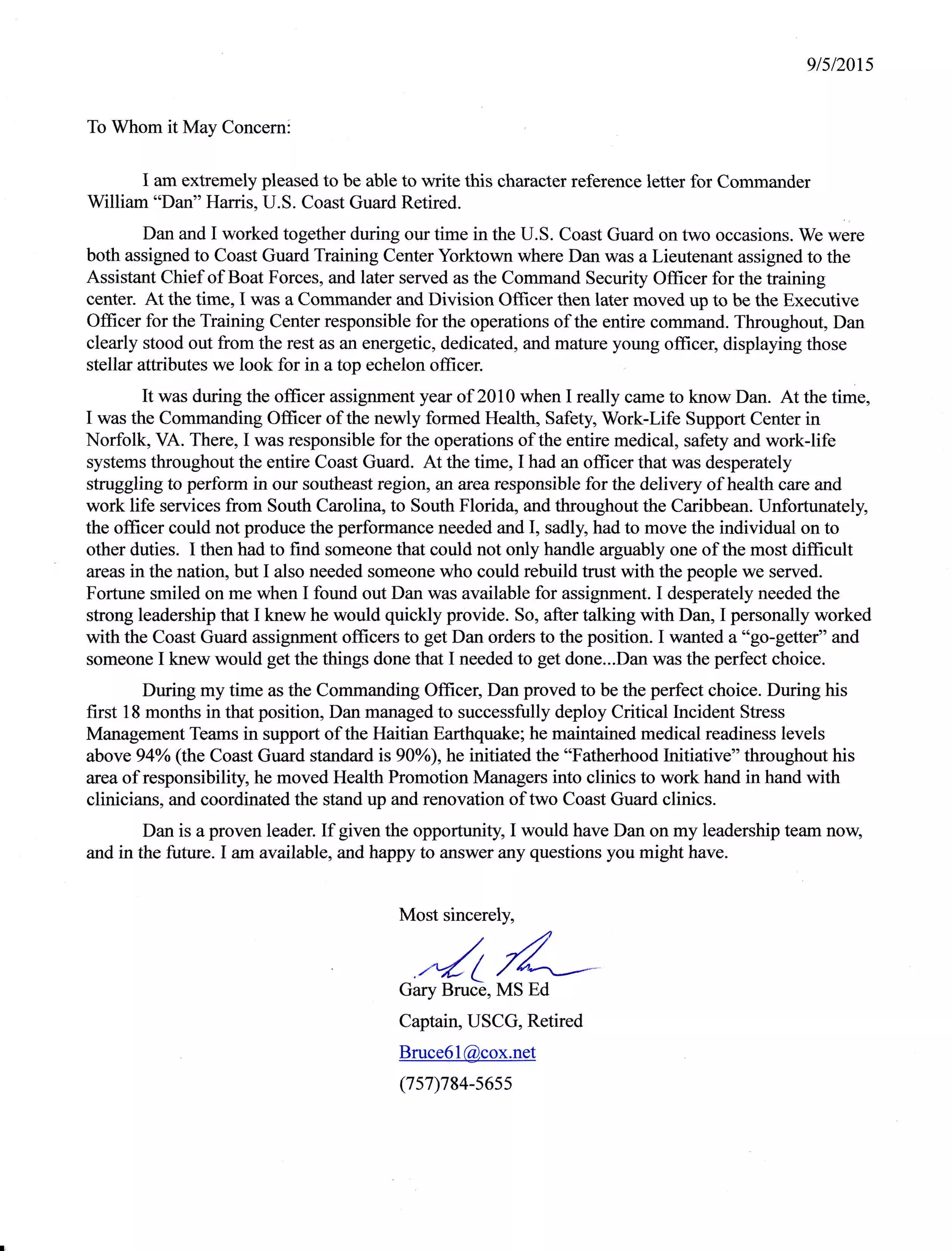 Ltr of Ref Dan Harris | PDF