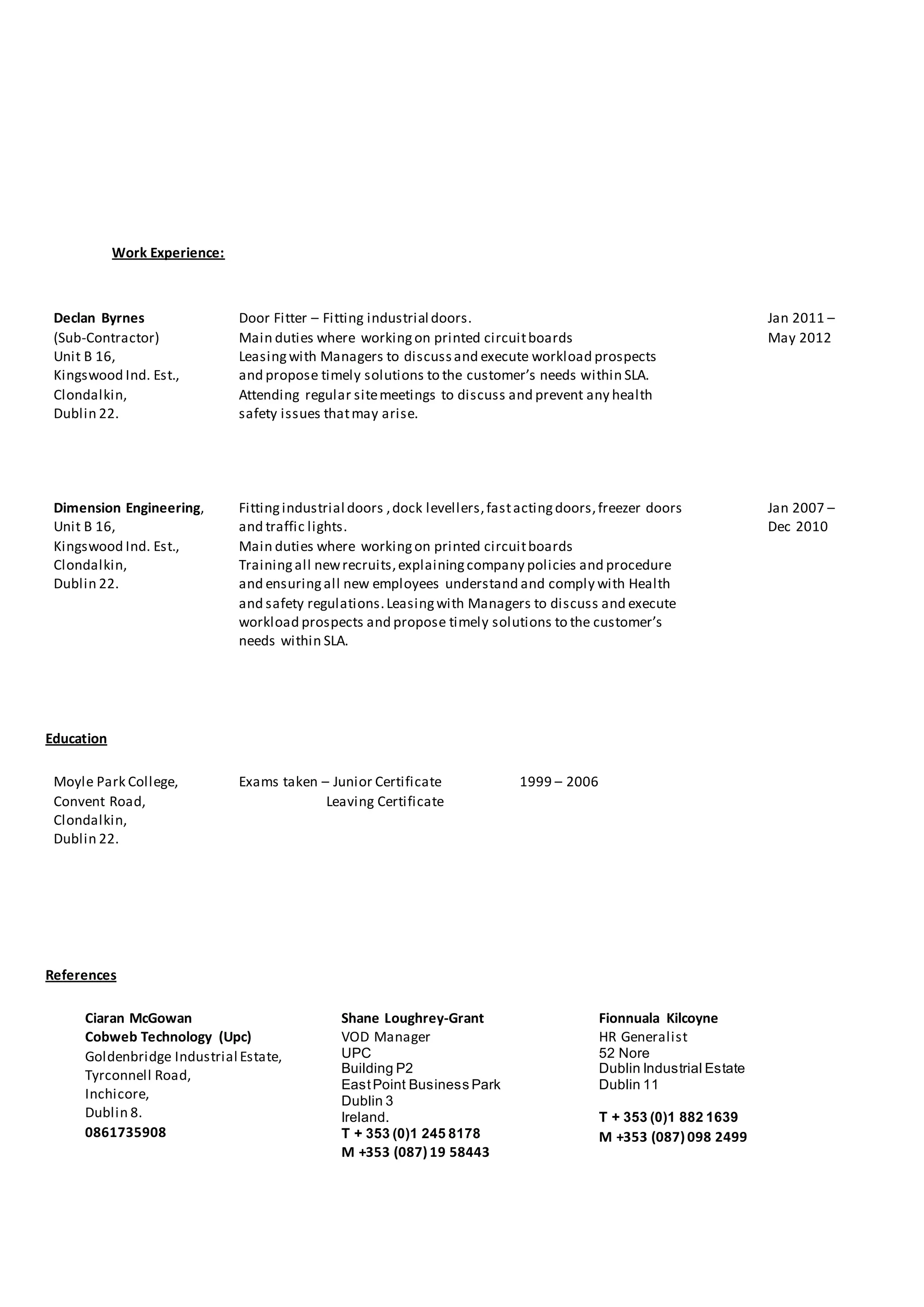 C.V - Sean Mc Mahon - 2016 | PDF