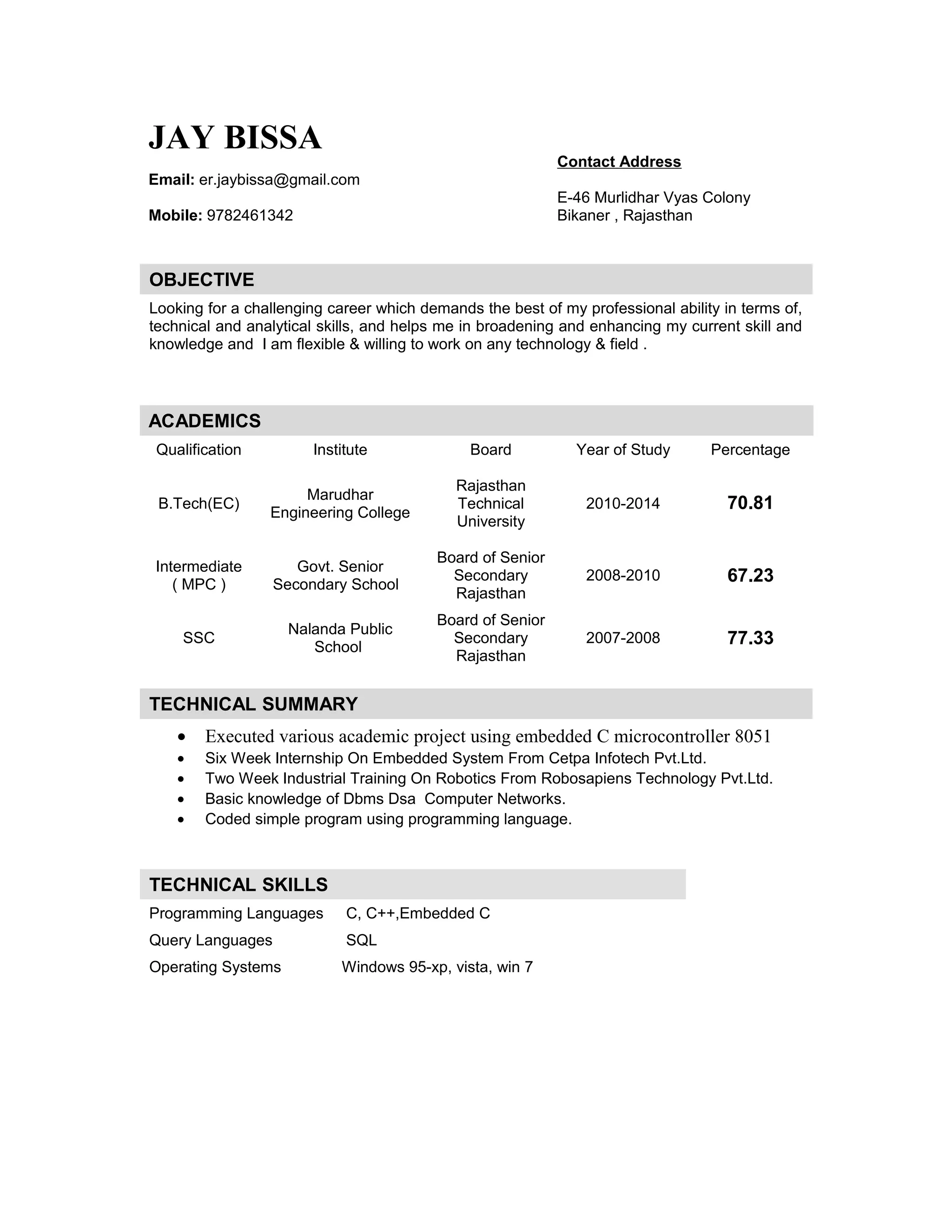 Resume Jaybissa-1 | PDF