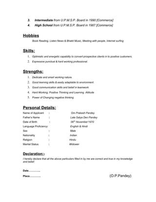 O P Pandey CV | PDF