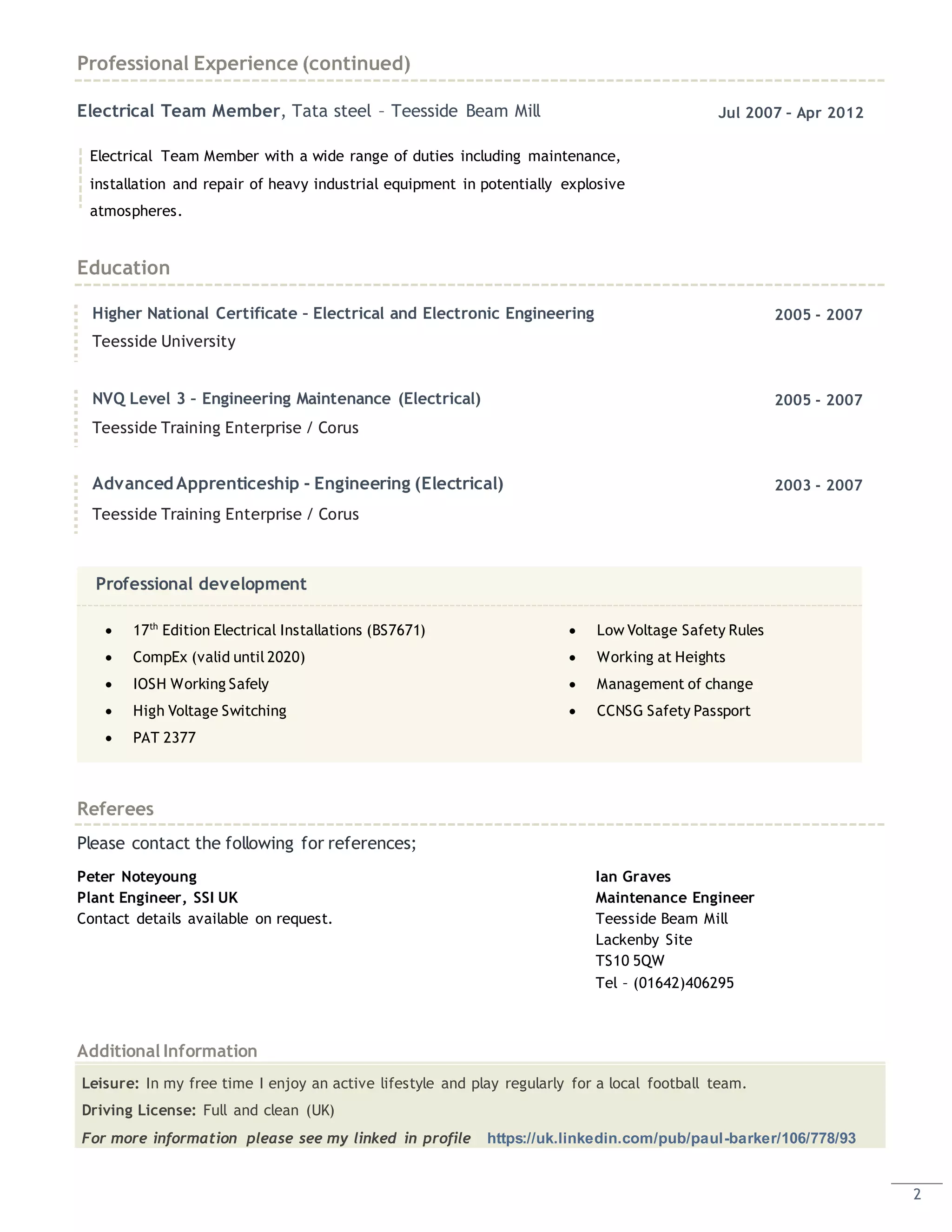 Paul Barker CV Word | DOCX