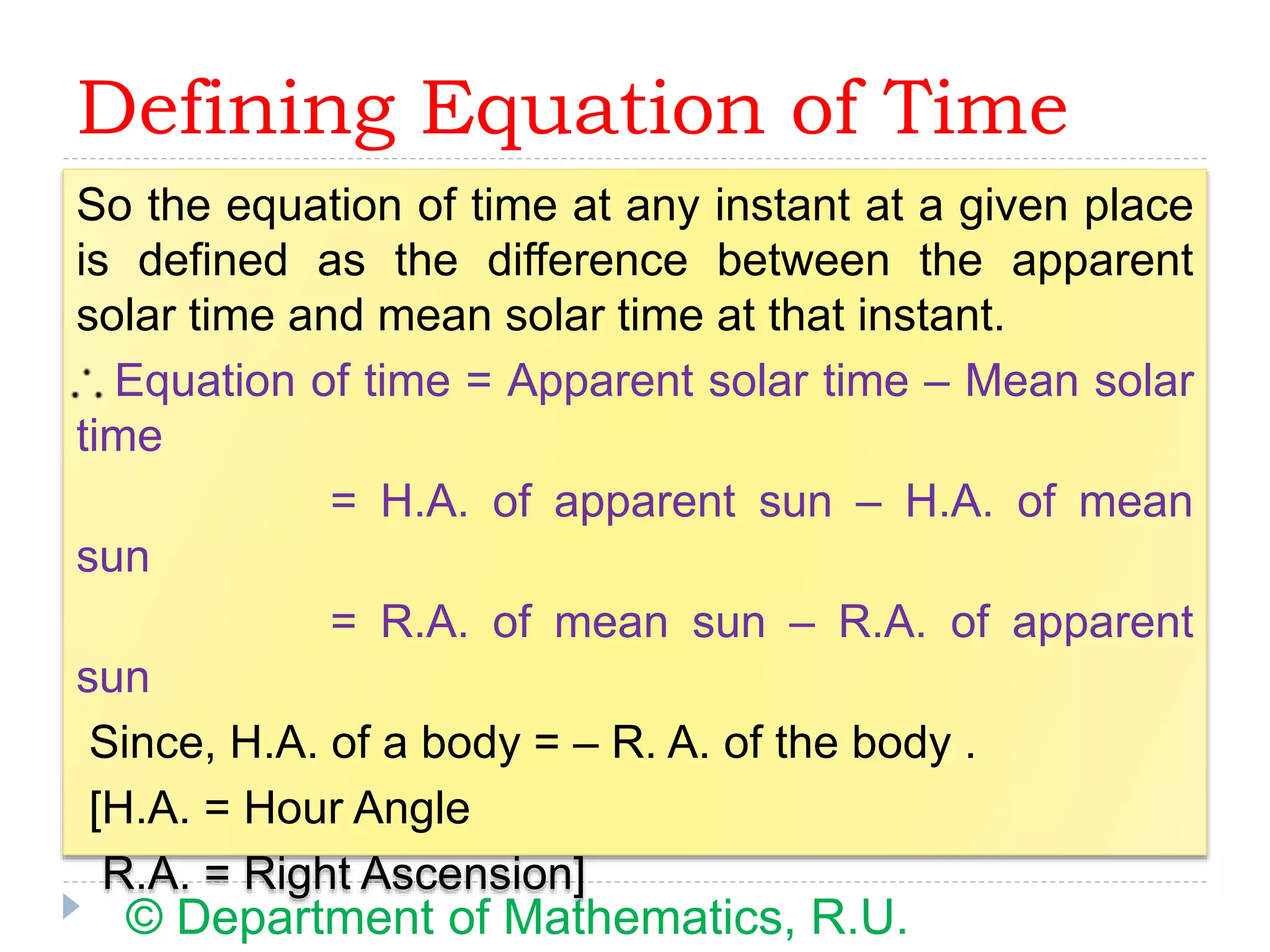 Presentation on Equation of time | PPTX