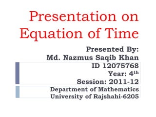Presentation on Equation of time | PPTX