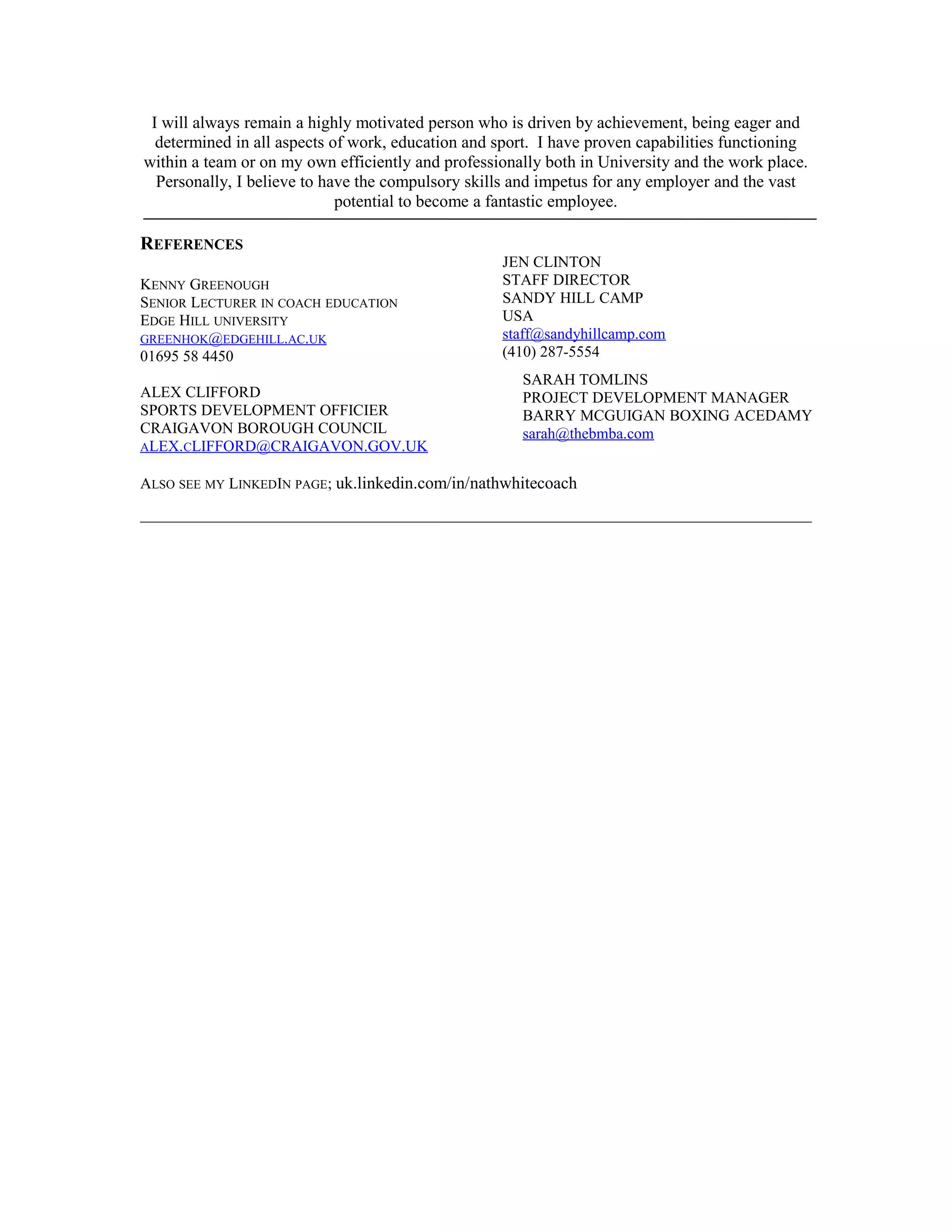 Nathan White CV | PDF