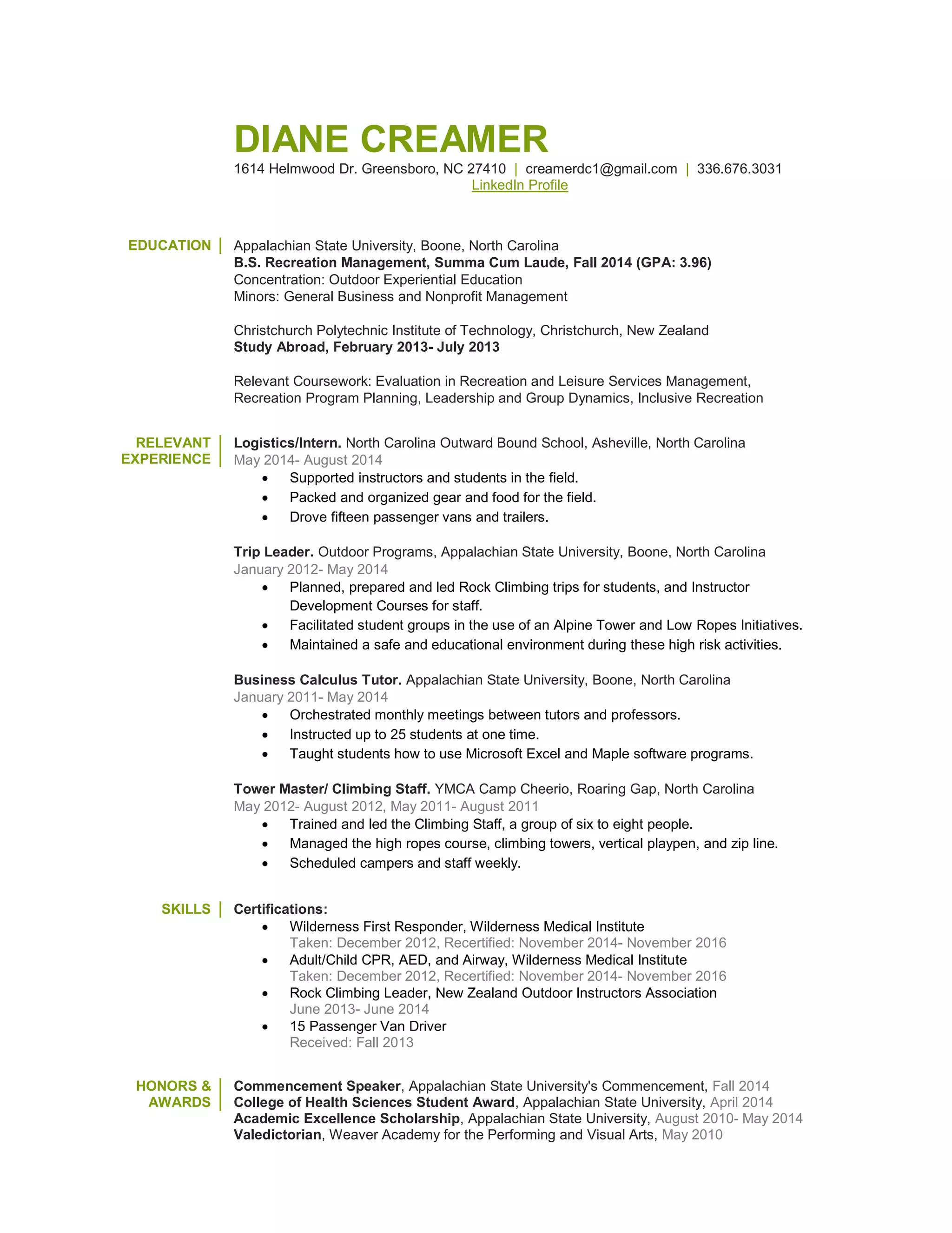 Diane Creamer_Resume | PDF